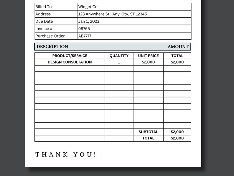 Customizable Invoice Template Canva Simple Editable Invoice Small ...