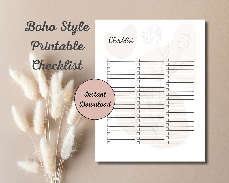 Boho Daily Planner Checklist Printable Goodnotes Compatible - Etsy