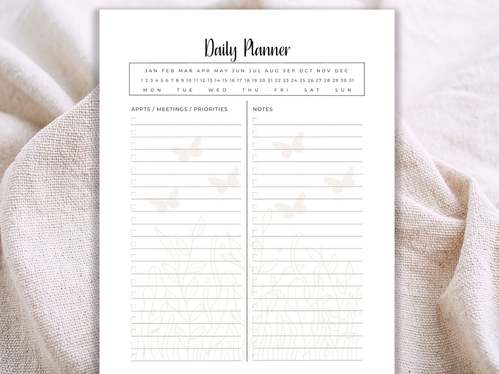 Printable Boho Butterfly Daily Schedule Goodnotes Compatible - Etsy