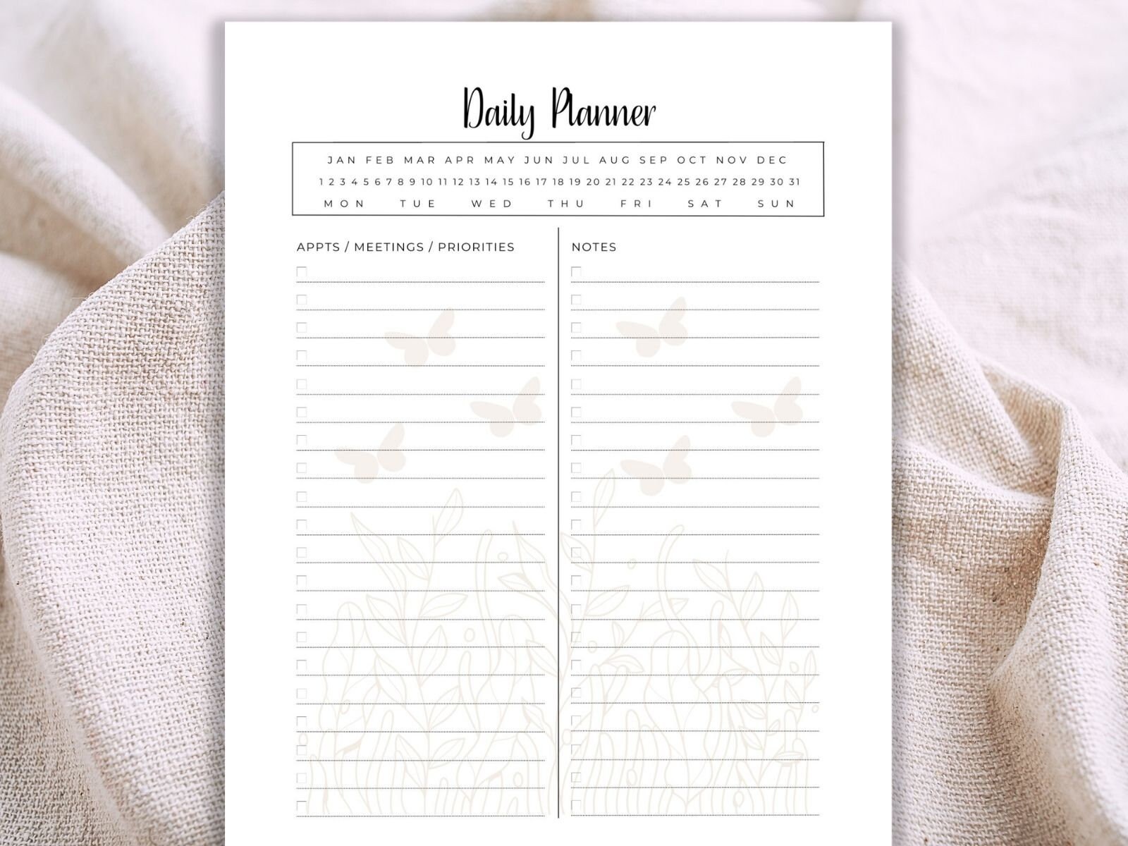 Printable Boho Butterfly Daily Schedule Goodnotes Compatible - Etsy