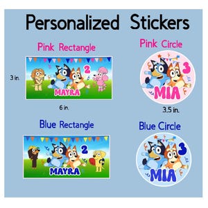 Set of Bluey Personalized Stickers, Personalized Bluey Tags. - Etsy