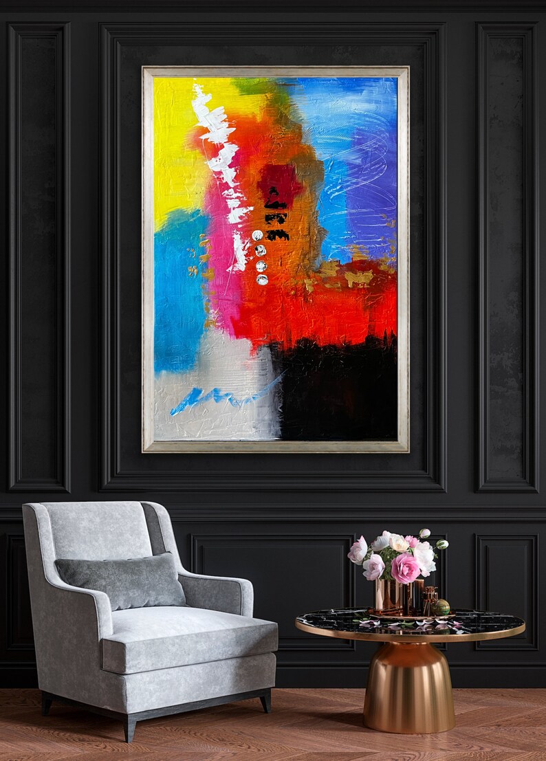 Original Large Vibrant Abstract Wall Art, 3d Textured Acrylic Painting ...