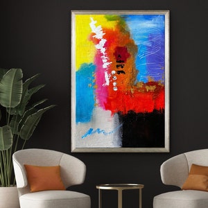 Original Large Vibrant Abstract Wall Art, 3d Textured Acrylic Painting ...