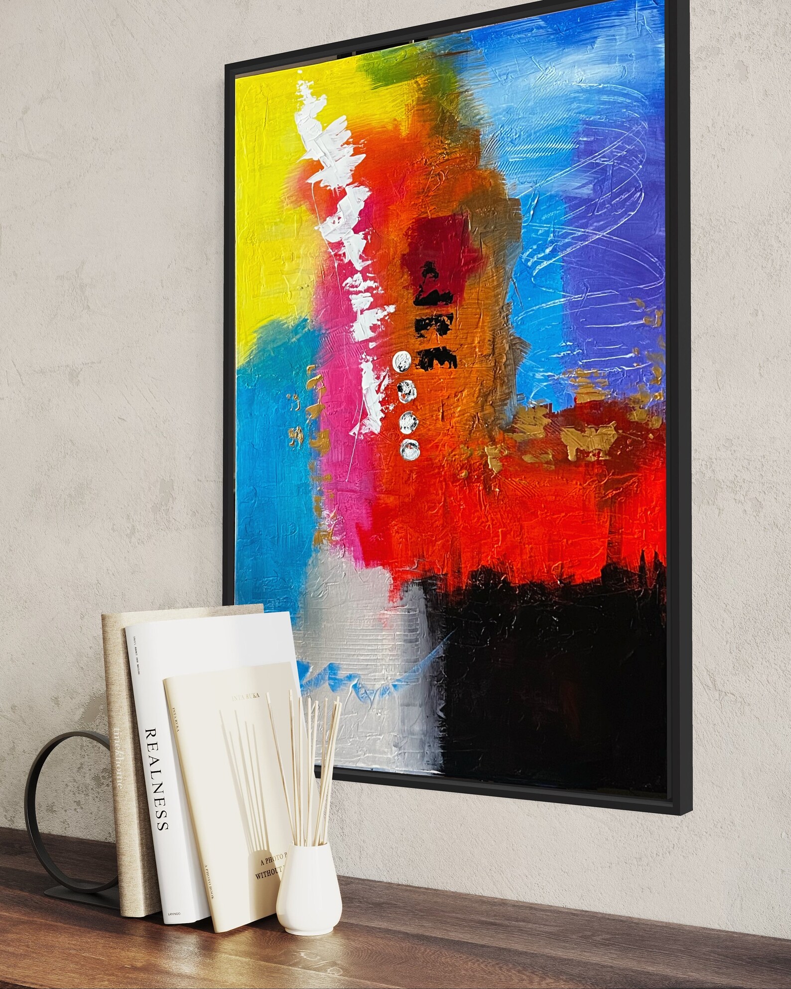 Original Large Vibrant Abstract Wall Art, 3d Textured Acrylic Painting ...