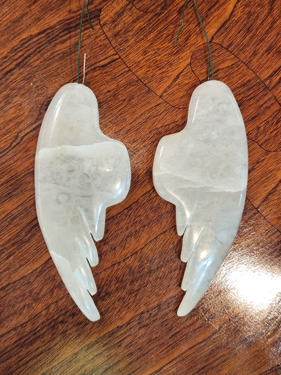 Alabaster Stone Angel Wings Ornaments - Etsy