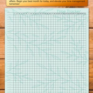 Digital Time Tracker Teal Color, Modern Design Tracker - Etsy