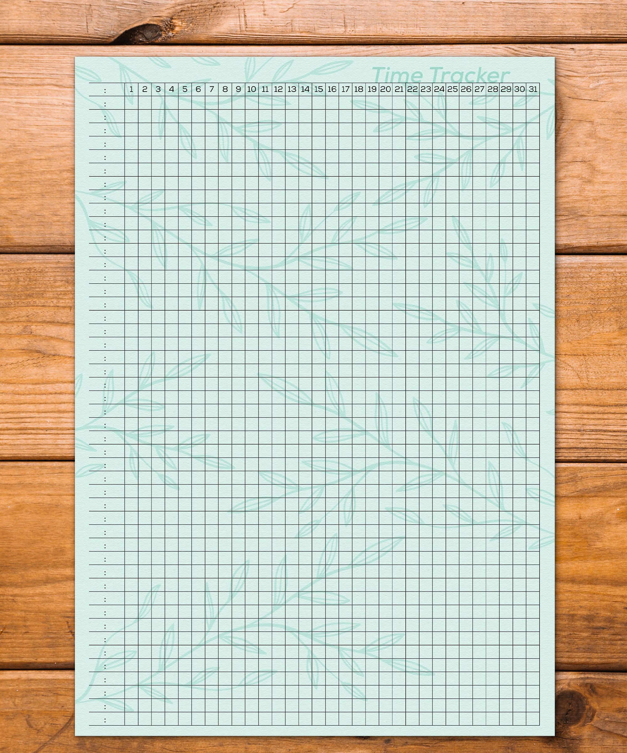 Digital Time Tracker Teal Color, Modern Design Tracker - Etsy