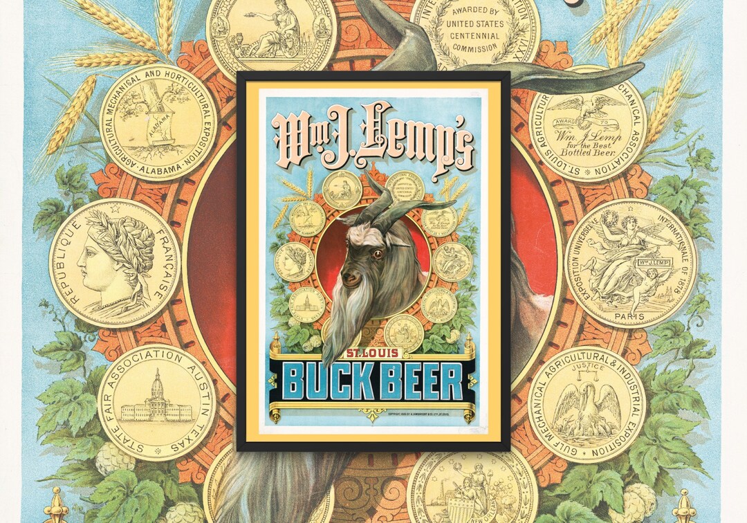 Lemp Brewery: Buck Beer, Vintage Alcohol Advertising Lithograph Poster ...