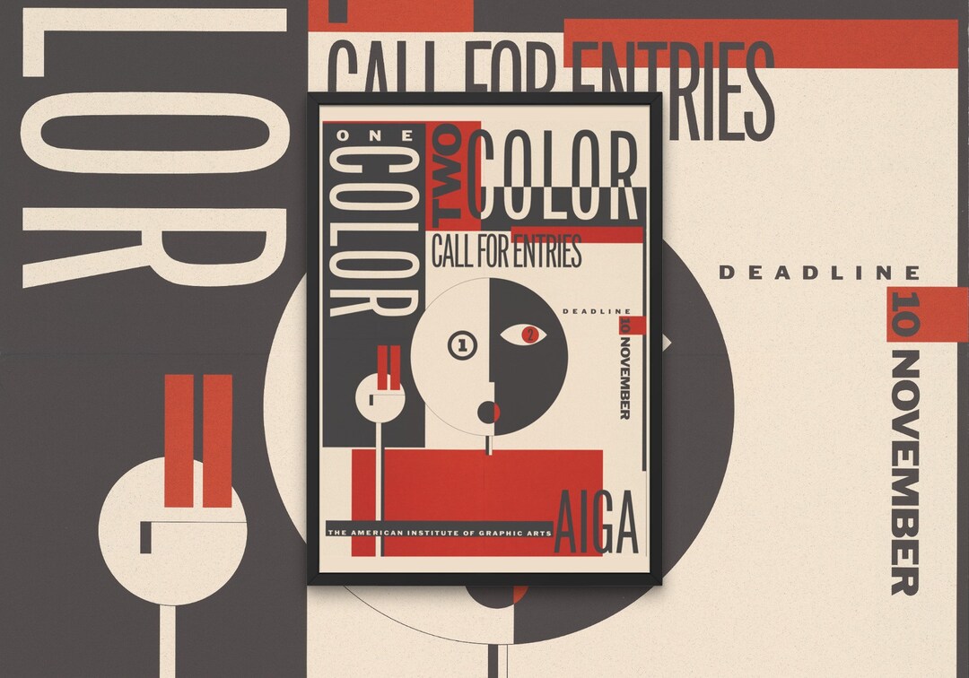 AIGA: One Color, Two Color, Vintage Exhibition Poster Graphic Arts ...