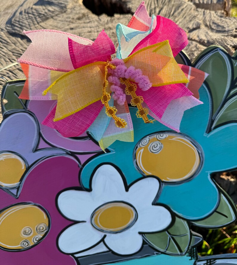 Floral Cup Door Hanger, Floral Bouquet Door Hanger Decor - Etsy