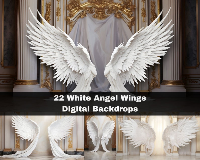 22 Digital White Angel Wings Backdrops, Backgrounds, Maternity ...