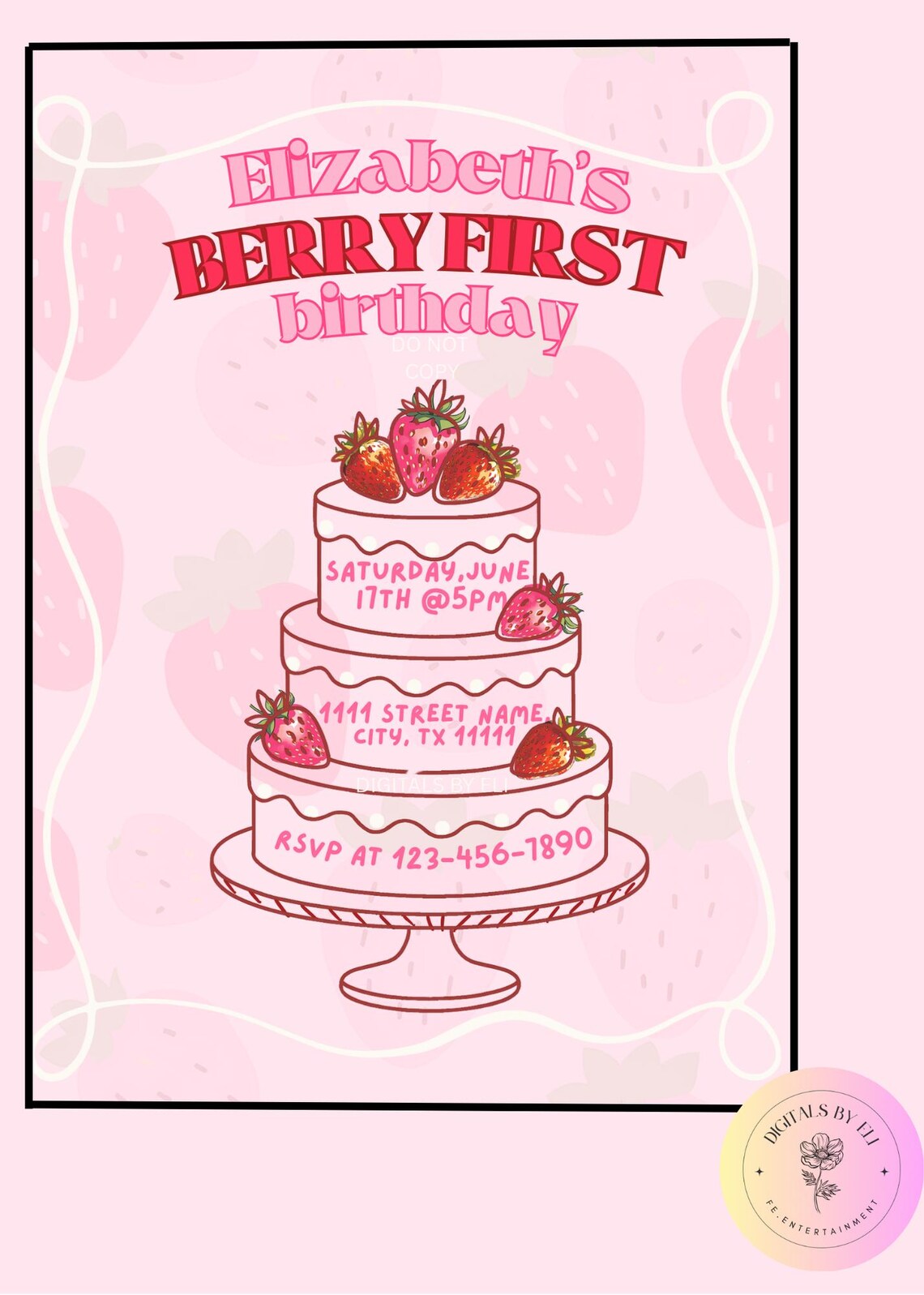 Berry First Birthday Invitation, Strawberry Theme 1st Birthday ...