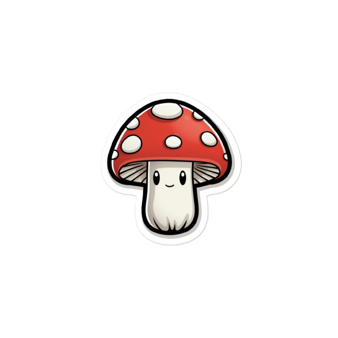 Cute Mushroom Sticker Kawaii Sticker Red Mushroom With - Etsy