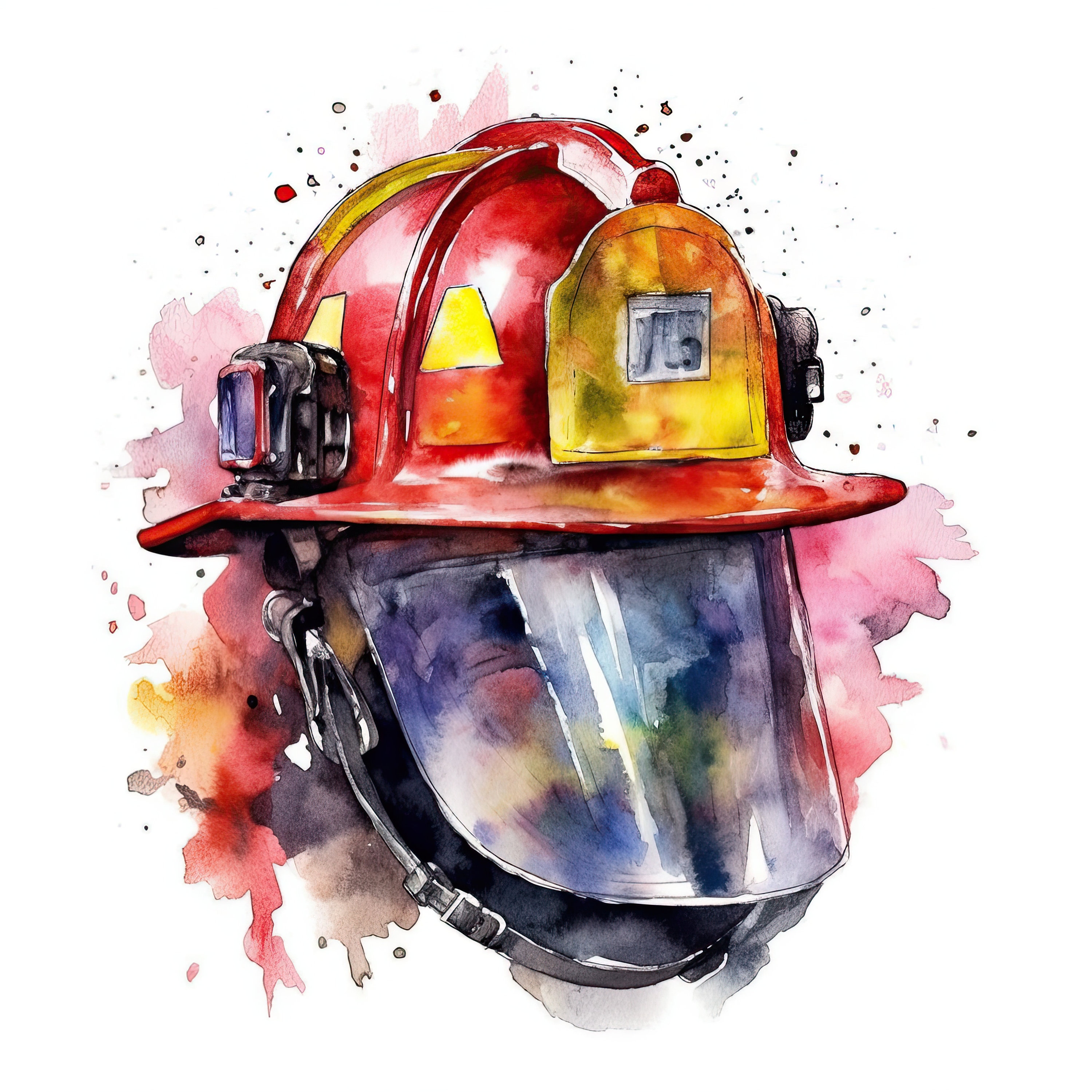 Firefighter-themed Watercolor Graffiti Wall Art - 4K JPEG Files - Set ...