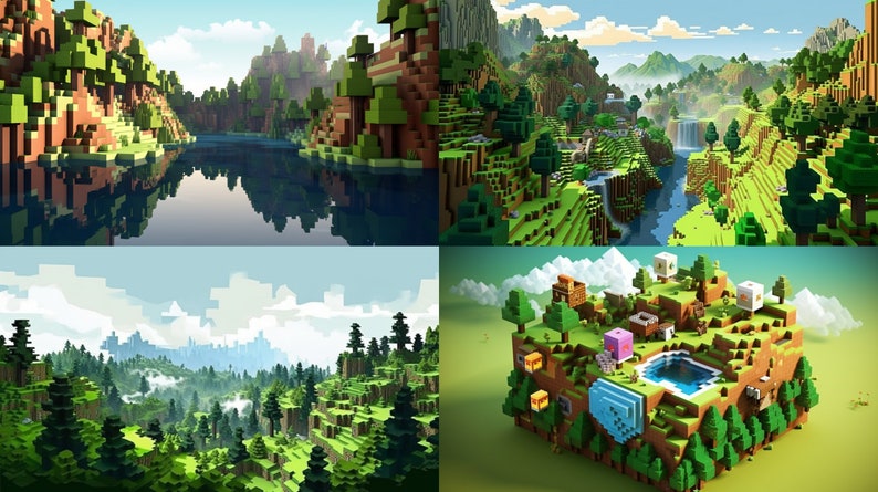 Minecraft-inspired Pixelated Virtual Backgrounds - 4K Resolution - 16 ...