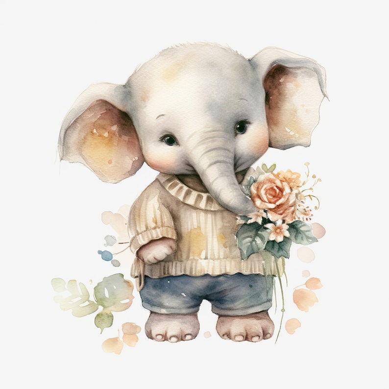 Baby Elephants, Teddy Bears, Giraffes, and Koalas Wall Art - 4K JPEG ...