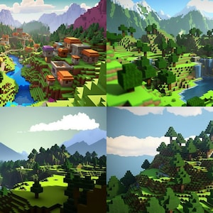 Minecraft-inspired Pixelated Virtual Backgrounds - 4K Resolution - 16 ...