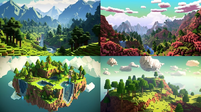 Minecraft-inspired Pixelated Virtual Backgrounds - 4K Resolution - 16 ...