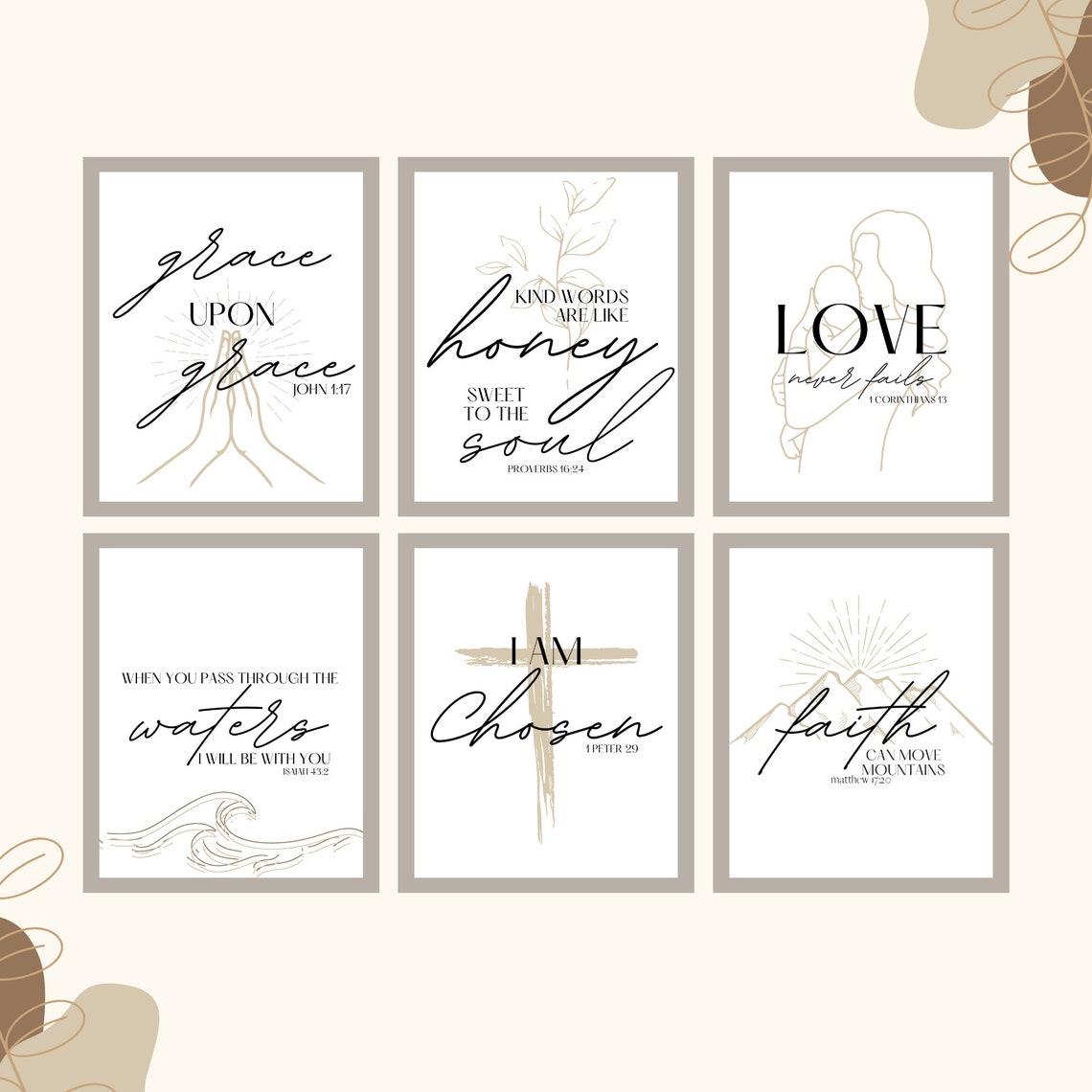 Neutral Bible Verse Digital Download, Boho Christian Nursery Art, Wall ...