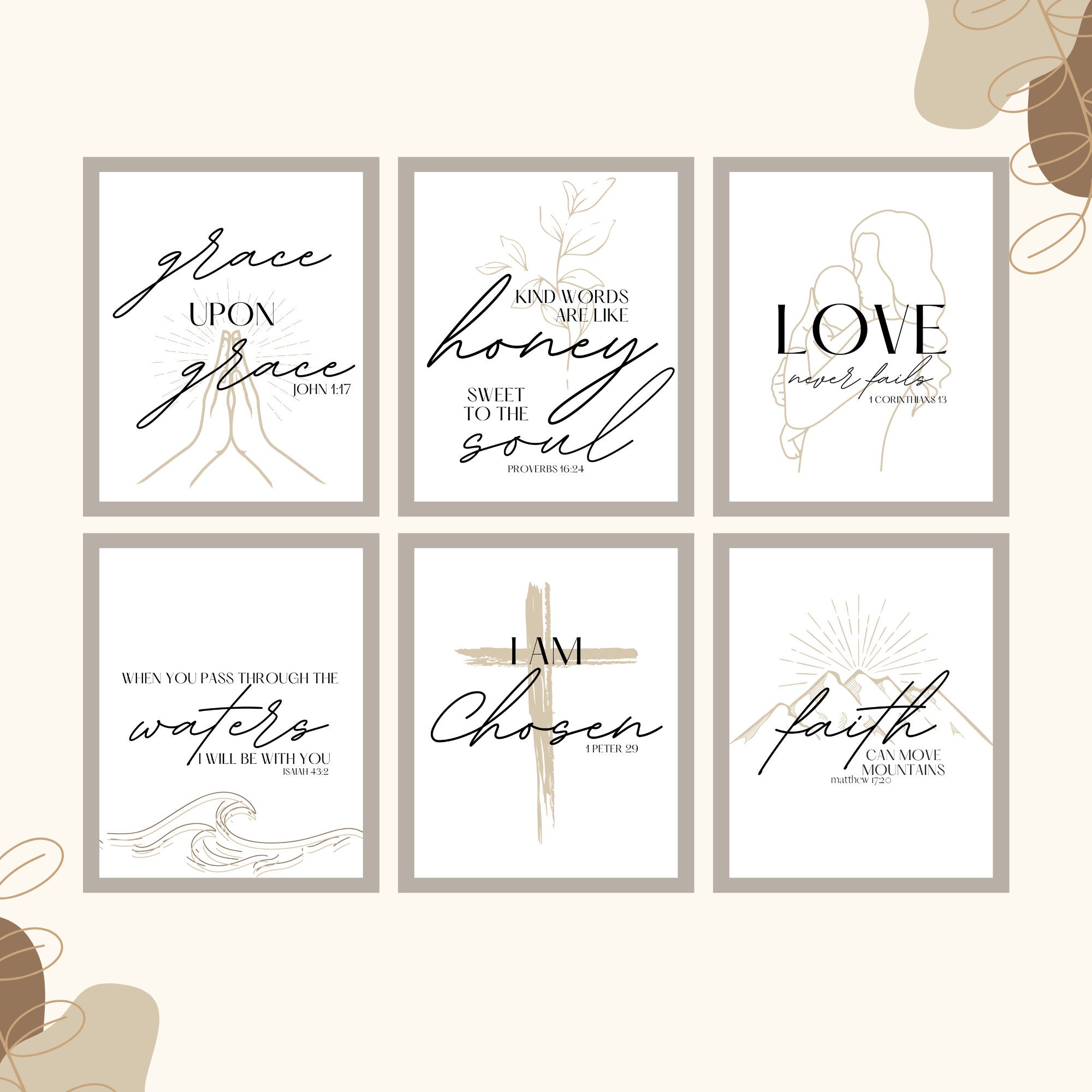 Neutral Bible Verse Digital Download, Boho Christian Nursery Art, Wall ...