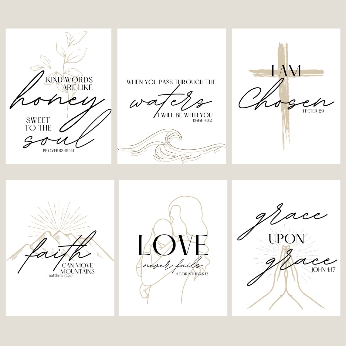 Neutral Bible Verse Digital Download, Boho Christian Nursery Art, Wall ...