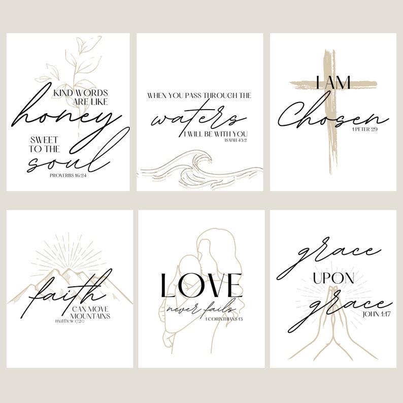 Neutral Bible Verse Digital Download, Boho Christian Nursery Art, Wall ...