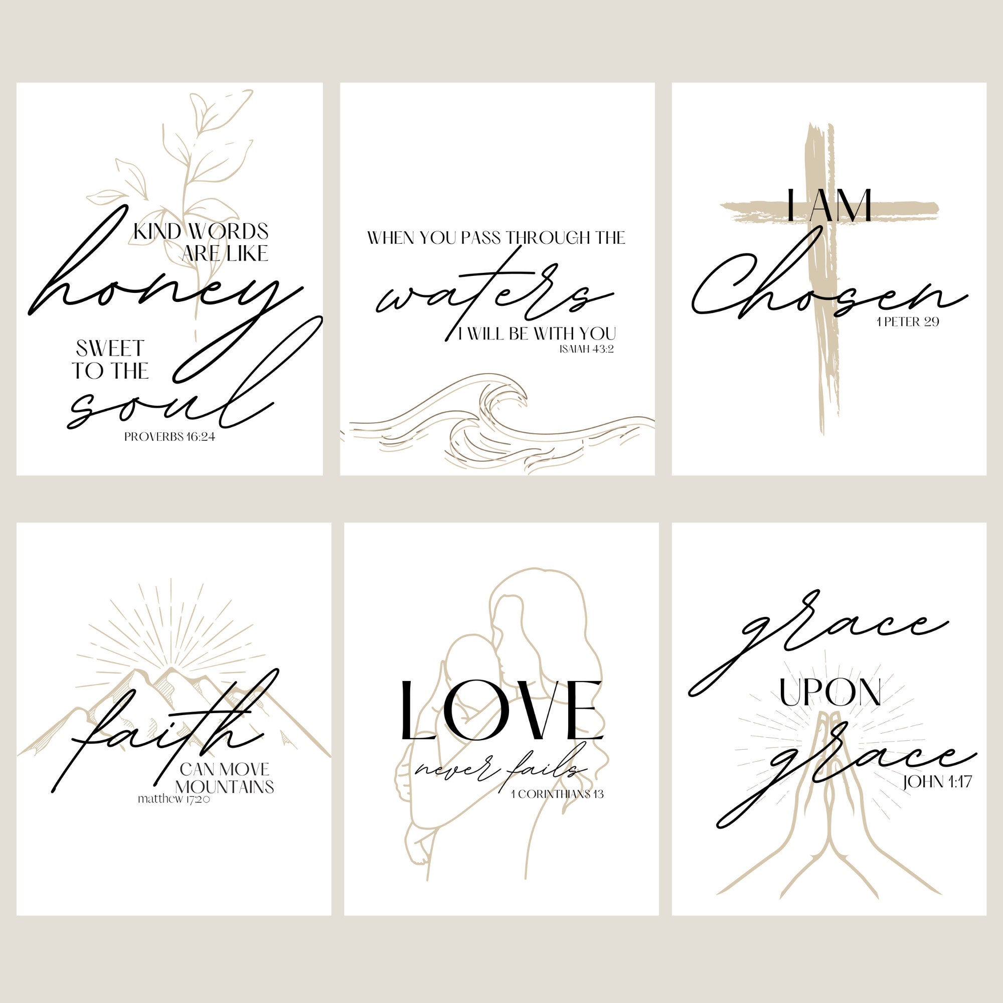 Neutral Bible Verse Digital Download, Boho Christian Nursery Art, Wall ...