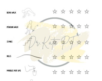 Toe Walking Handout and Exercise Chart - Etsy