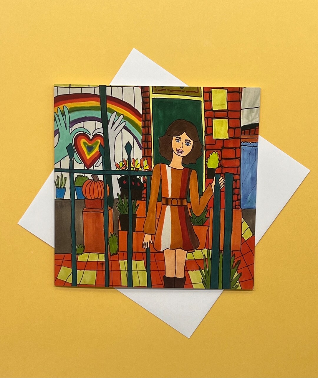 Retro Girl Birthday Card, 70's Style, Handmade Note Card - Etsy