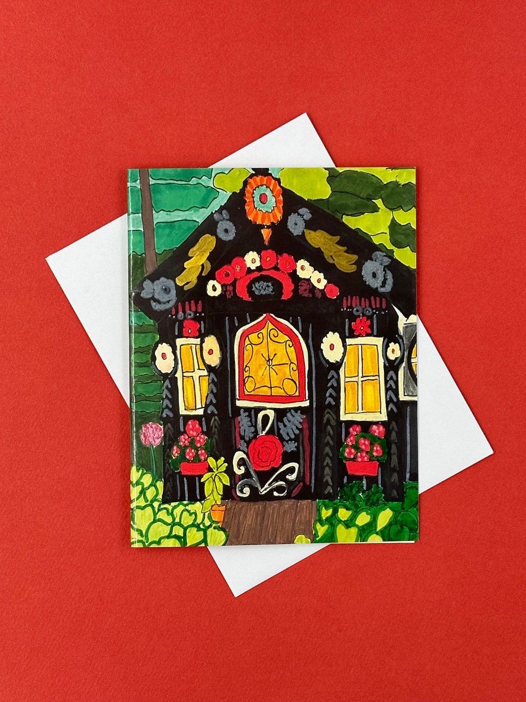 Handmade Cottage Note Card, Whimsical Tiny House Art - Etsy