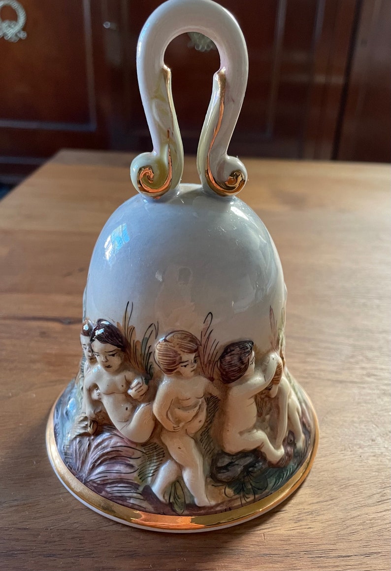 Capodimonte Italian Porcelain Bell With Cherubs - Etsy