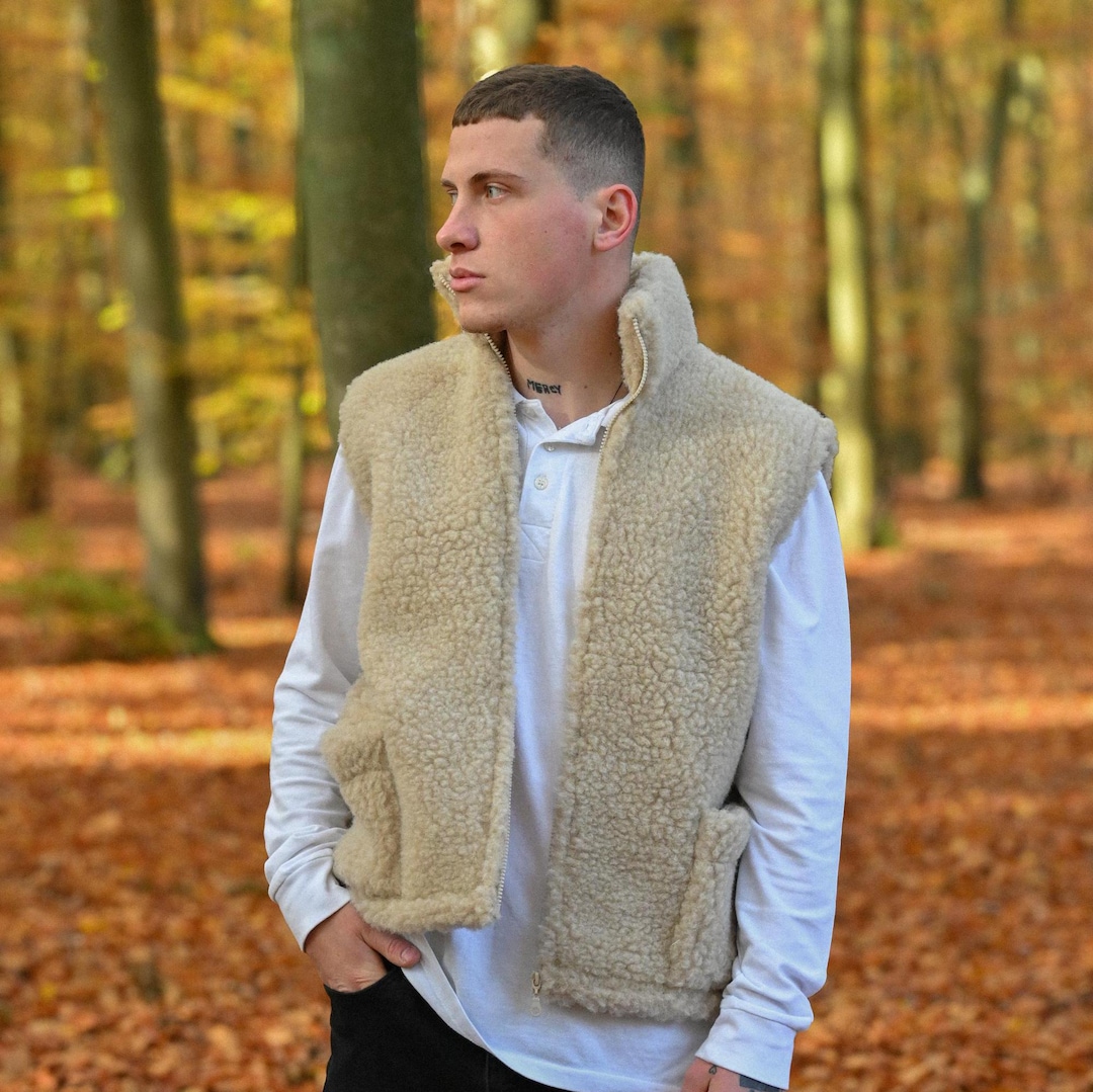 Men's Vest Made of 100% Wool, Natural Sheep Wool, Merino Wool, Soft and ...