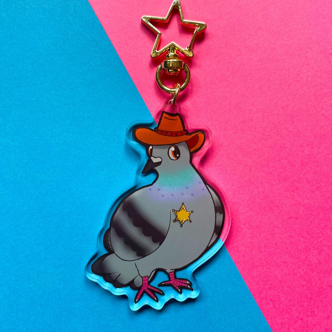 Cowboy Pigeon Double-sided Acrylic Keychain - Etsy