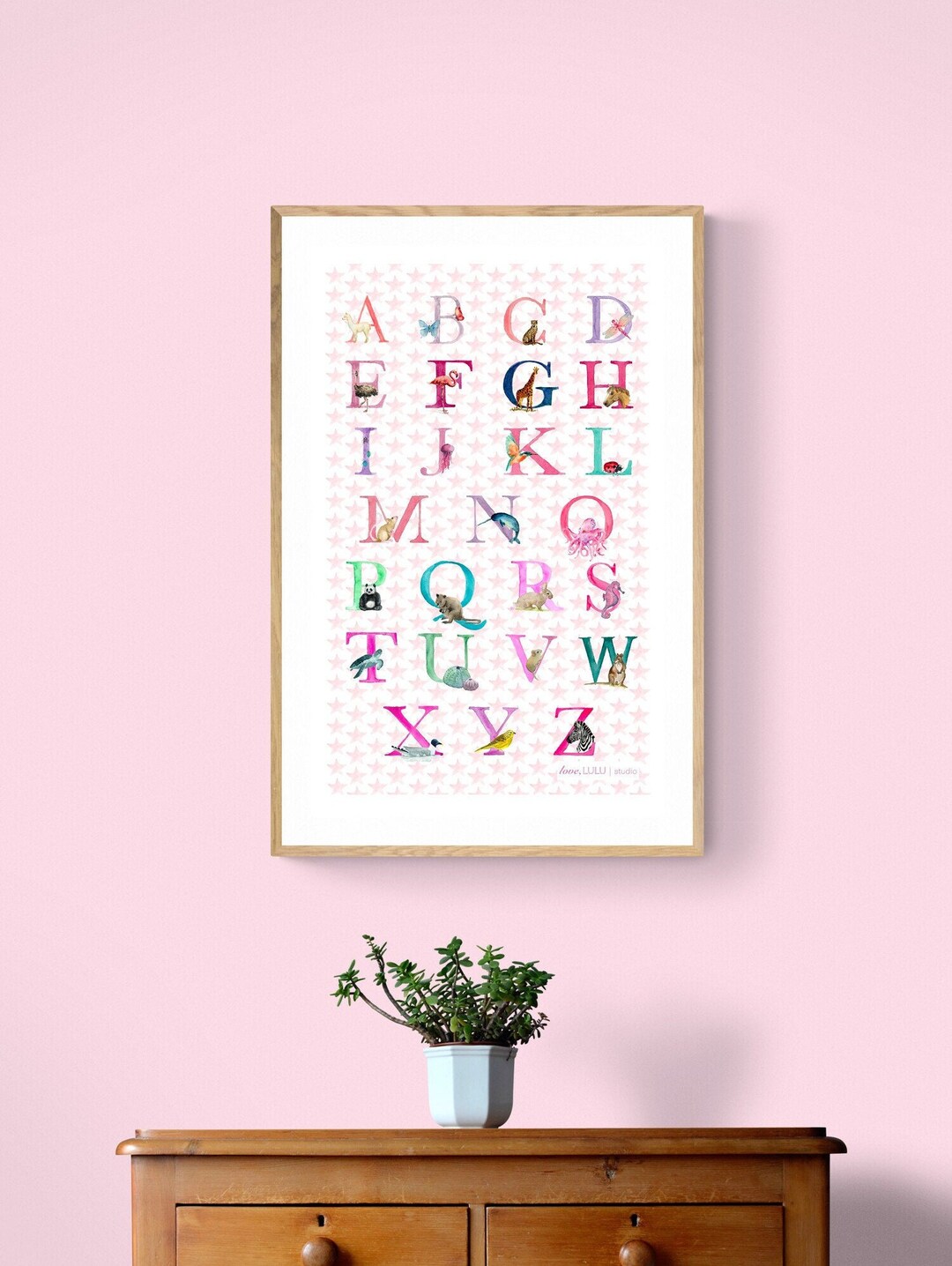 Animal Alphabet Poster Blue or Pink Stars - Etsy