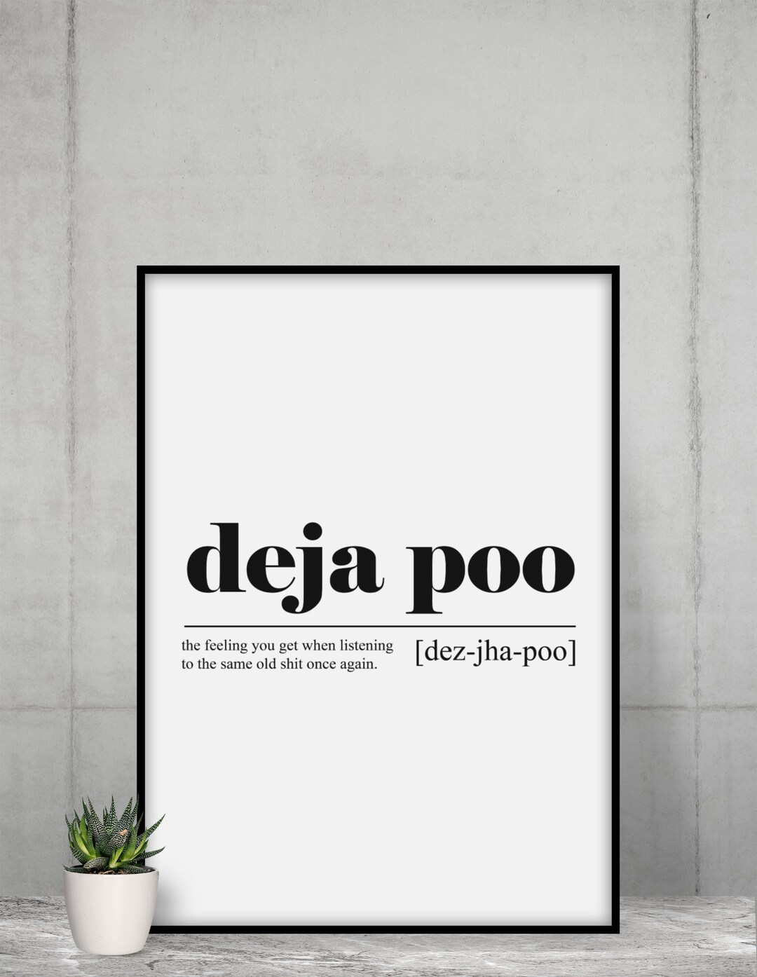Deja Poo Quote, Toilet Art, Dictionary, Birthday Gift, Office Christmas ...