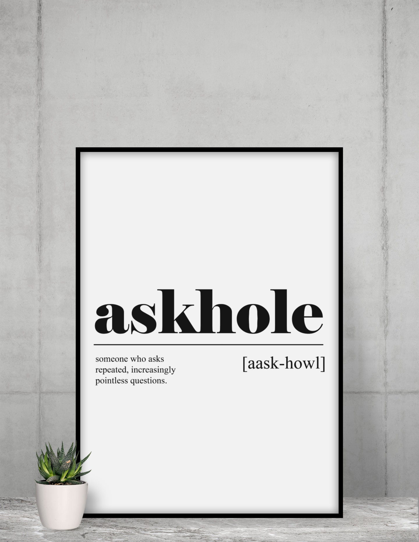 Askhole Quote, Askhole Art, Dictionary, Birthday Gift, Office Christmas ...