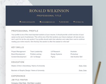 ATS Resume Template Word & Google Docs, CANVA, CV Template, Minimalist ...