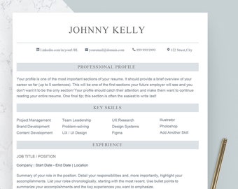 Executive Resume Template Word & Google Docs CANVA CV - Etsy