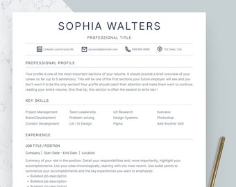 ATS Resume Template Word & Google Docs, CANVA, CV Template, Minimalist ...