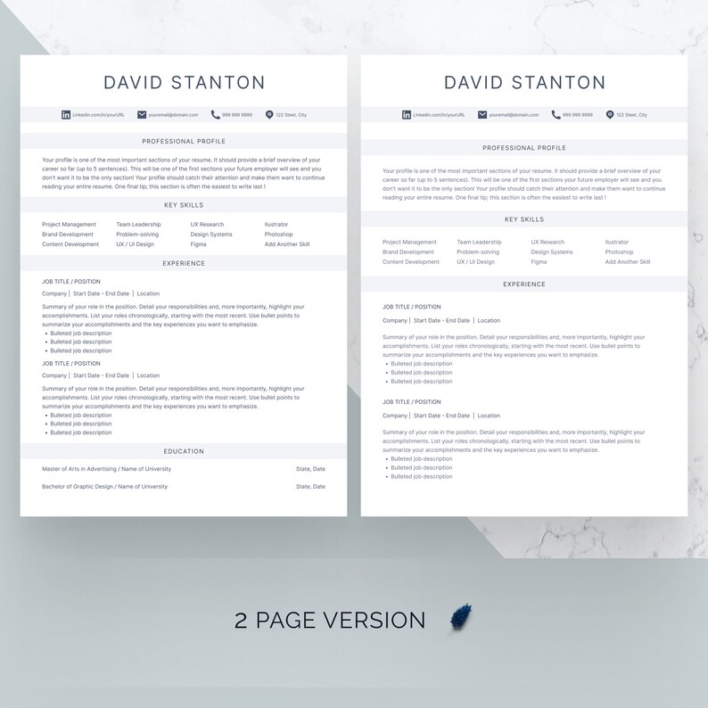 Professional Resume Template Word & Google Docs, CANVA Resume, CV ...