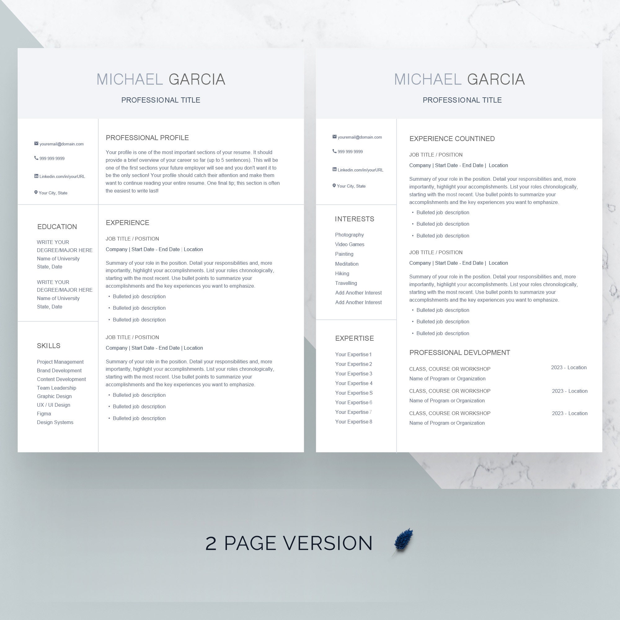 Executive Resume Template Word & Google Docs CANVA CV - Etsy