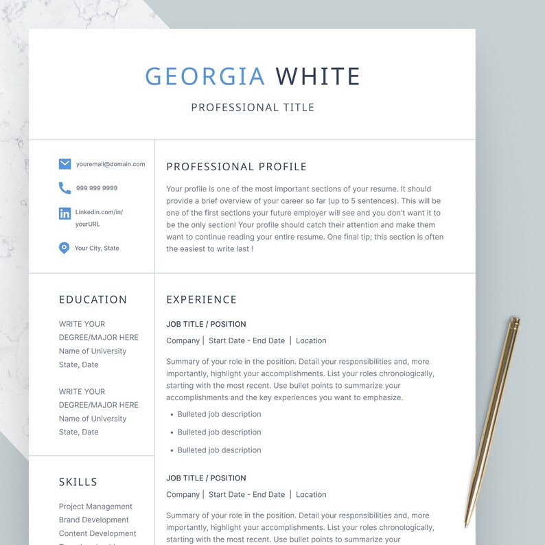 Best Professional Resume Template Word & Google Docs, CANVA, Minimalist ...