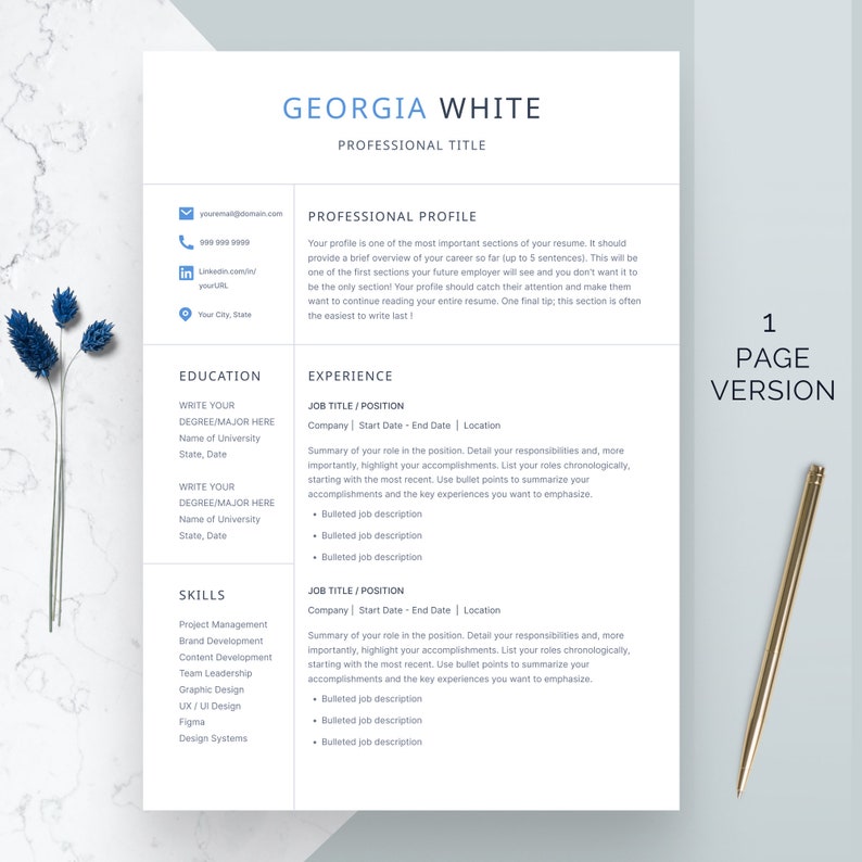 Best Professional Resume Template Word & Google Docs, CANVA, Minimalist ...
