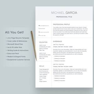 Executive Resume Template Word & Google Docs CANVA CV - Etsy