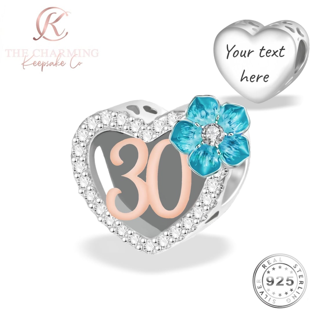 Engraved 30th Birthday Charm Genuine 925 Sterling Silver - Etsy UK