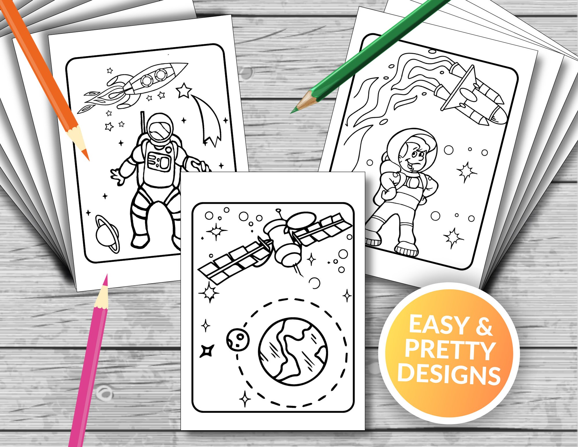 20 Space Printable Coloring Pages, Space Coloring Book, Fun at Home ...