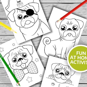 10 Cute Pug Printable Coloring Pages, Cute Dogs Coloring Book, Fun at ...