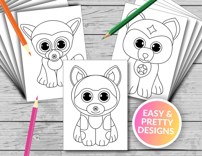 10 Cute Animals Printable Coloring Pages, Animal Coloring Book, Fun at ...