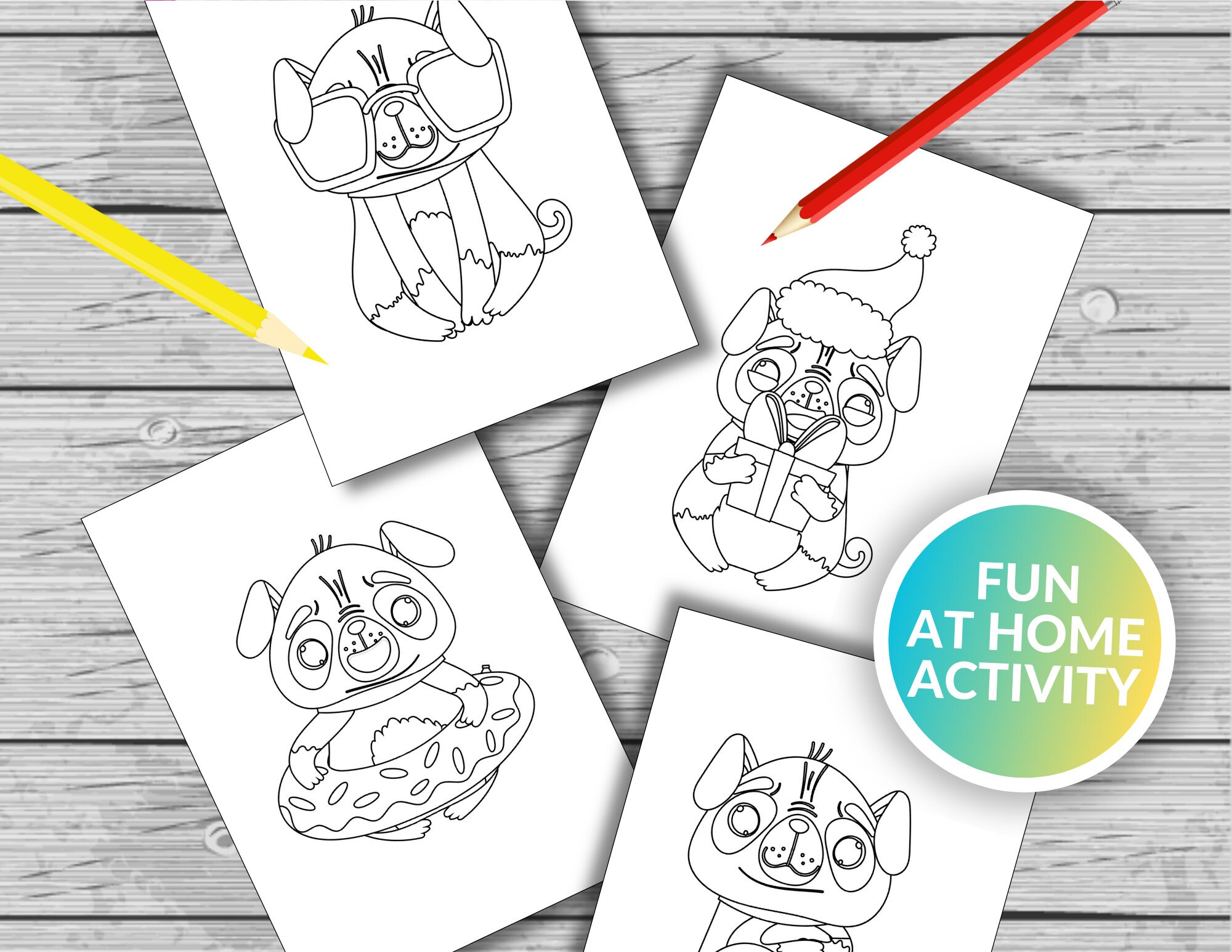 18 Cute Pug Printable Coloring Pages, Cute Dogs Coloring Book, Fun at ...