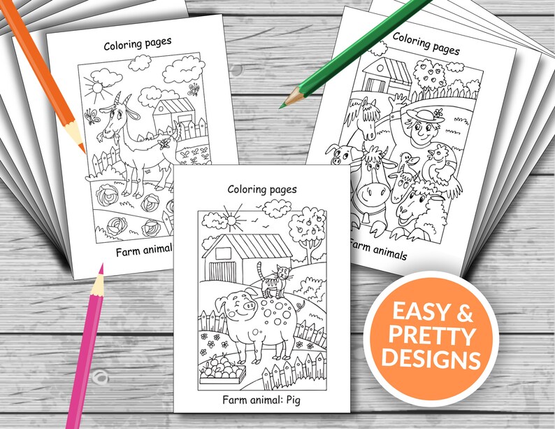 10 Farm Animals Printable Coloring Pages, Farm Animals Coloring Book ...